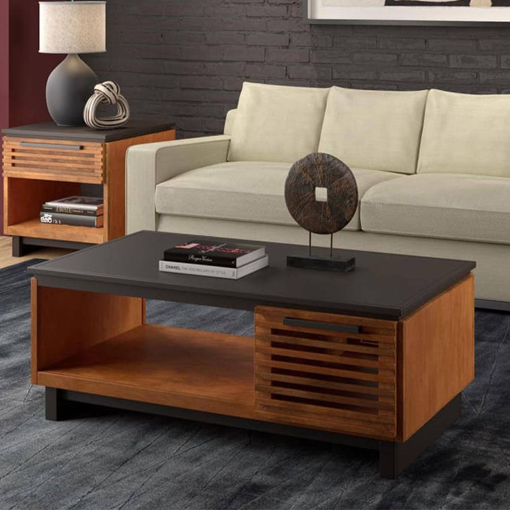 Bridgevine Home 47 in. Fully Assembled Brown and Black Rectangle Wood ...