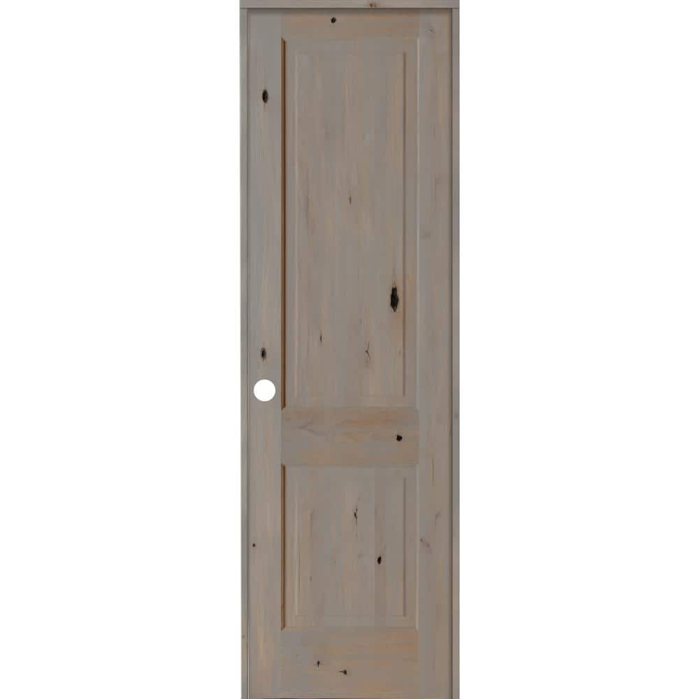 Krosswood Doors 28 in. x 96 in. Rustic Knotty Alder Wood 2-Panel Square ...