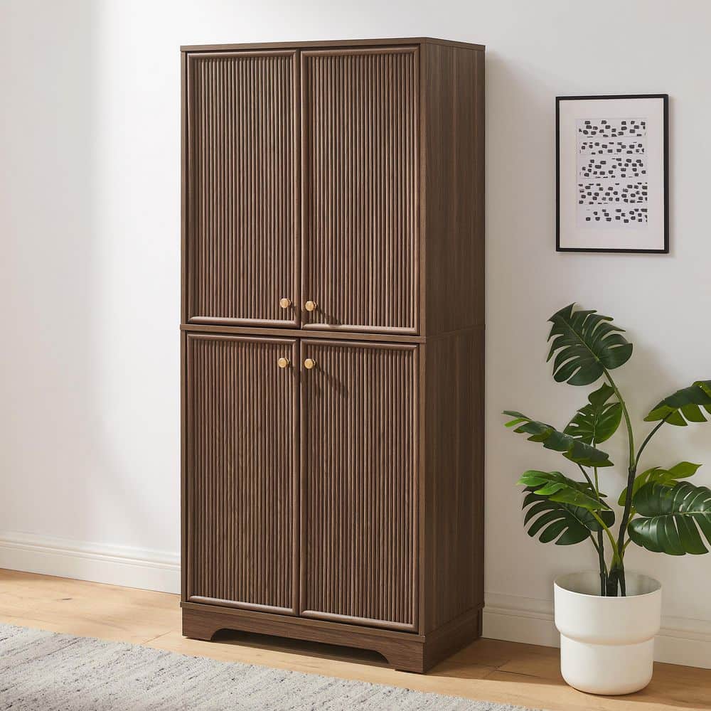 CROSLEY FURNITURE Naomi Walnut Engineered Wood 29.38 in. x 63.5 in ...