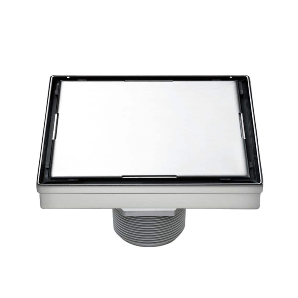 Elegante Drain Collection 4 in. Square Stainless Steel Shower Drain ...