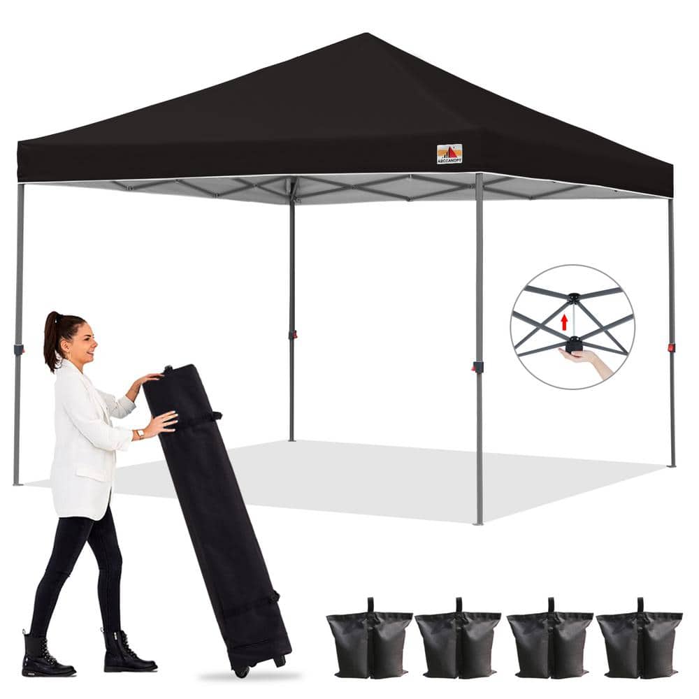 ABCCANOPY 12 ft. x 12 ft. Black Instant Pop Up Canopy Tent Outdoor ...