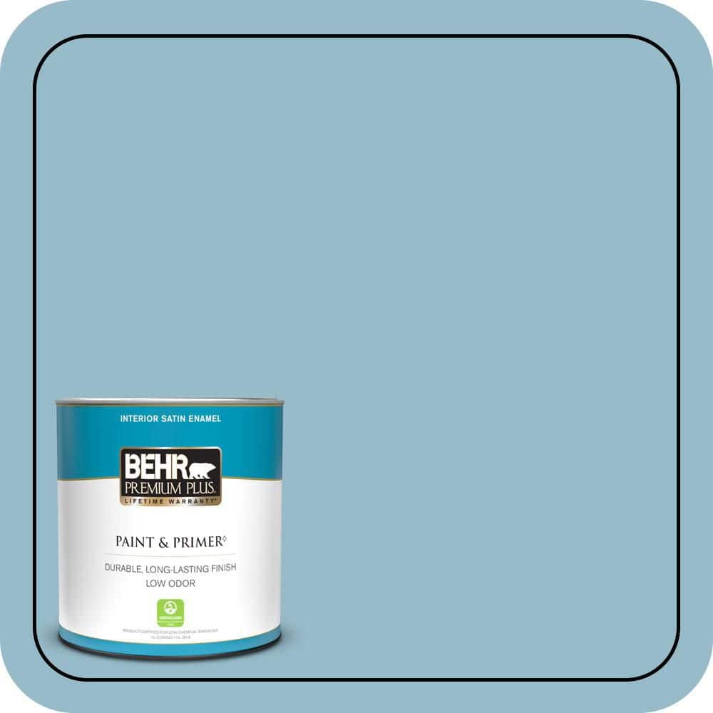 BEHR PREMIUM PLUS 1 qt. #S480-3 Sydney Harbour Satin Enamel Low Odor ...