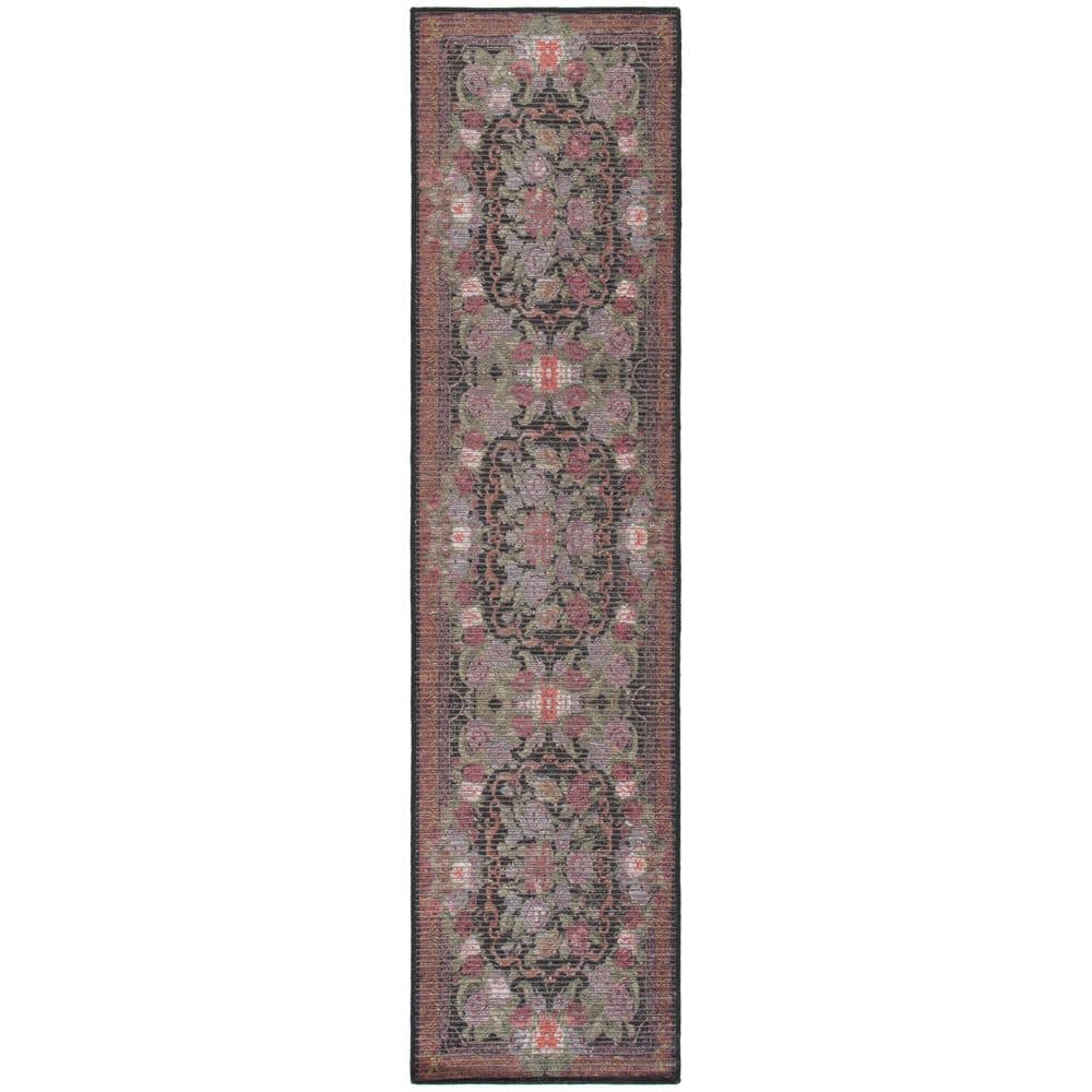 SAFAVIEH Besarabian Black/Sage Rust 2 ft. x 8 ft. Machine Washable ...