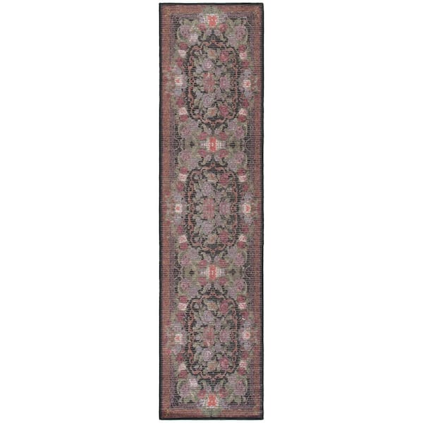 SAFAVIEH Besarabian Black/Sage Rust 2 ft. x 8 ft. Machine Washable ...