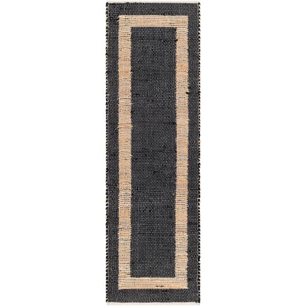 Livabliss Jean Charcoal Border 3 ft. x 8 ft. Indoor Runner Area Rug ...
