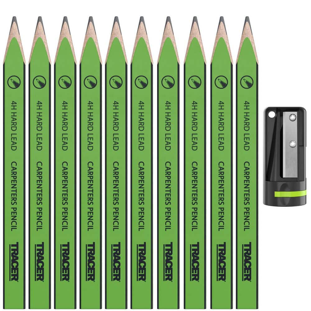 TRACER 4H Carpenters Pencils (12-Piece) with Sharpener ACP1 - The Home ...