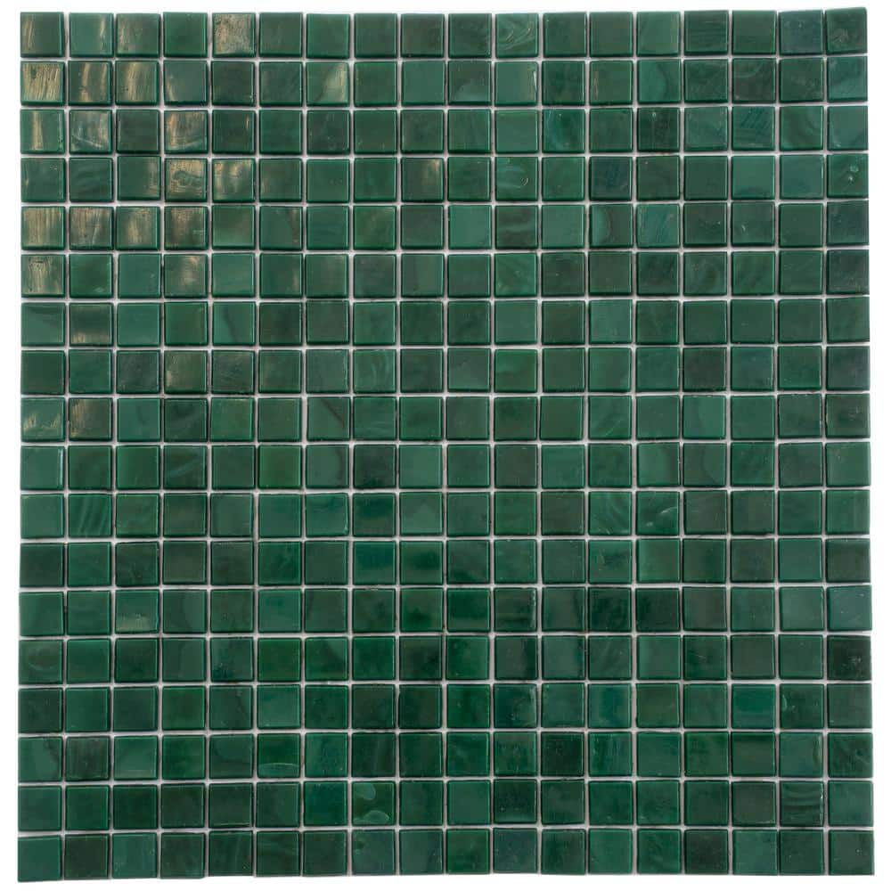 Apollo Tile Skosh Glossy Bottle Green 11.6 in. x 11.6 in. Glass Mosaic ...