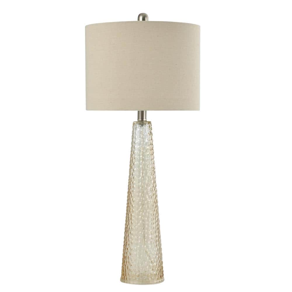 StyleCraft 28.5 in. Amber Mist Table Lamp with Cream Hardback Fabric ...