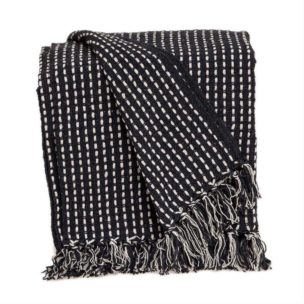 PARKLAND COLLECTION Petra Casual Black 52 in. x 67 in. WOVEN HANDLOOM ...