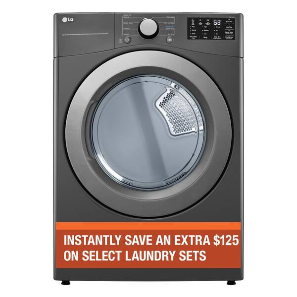 LG 7.4 cu. ft. Vented Stackable Gas Dryer in Middle Black with Sensor Dry Technology DLG3471M ...