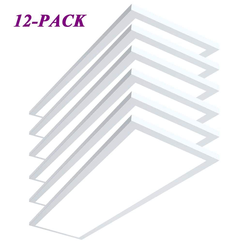 AIKVSXER 12-Pack 1 ft. x 4 ft. 5500 LM White Integrated LED Panel Light ...