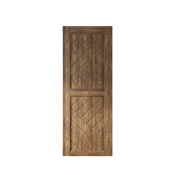 HOMACER HT 30 in. x 80 in. C-Panel Solid Core Dark Walnut Geometric ...