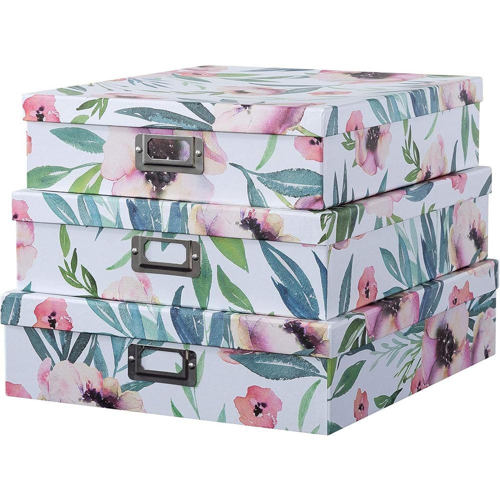 Afoxsos Breezy Blossoms - Set of 3: Decorative Cardboard Boxes with ...