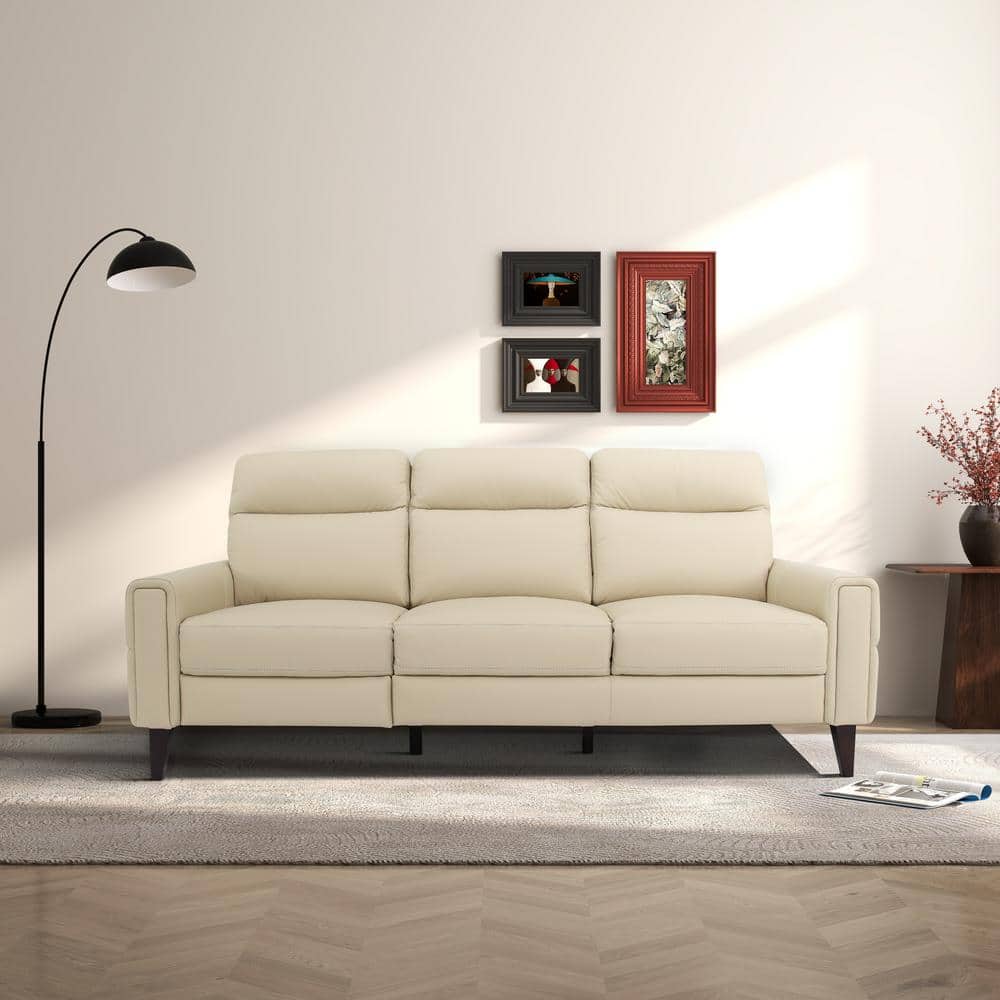 Ashcroft Furniture Co Daria 79 in. Square Arm Genuine Leather Left ...