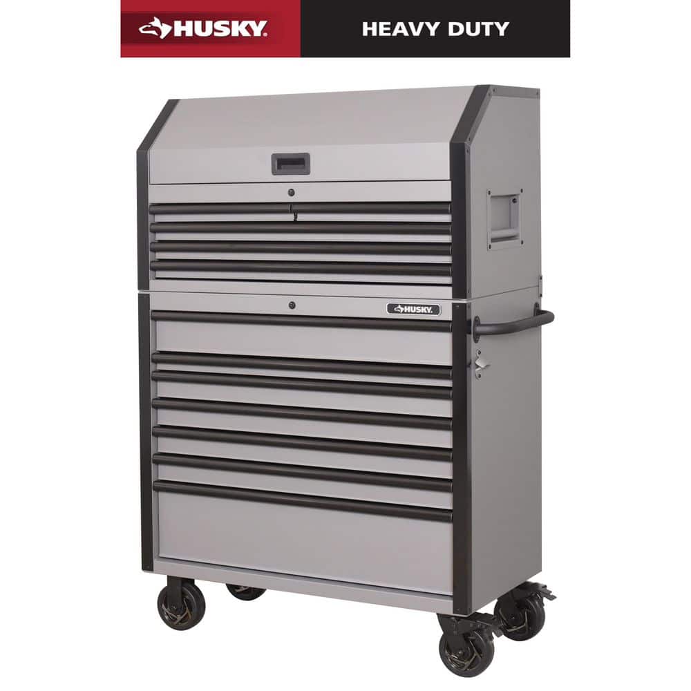 Husky Heavy Duty 42 in. 12-Drawer Matte Gray Tool Chest Combo ...