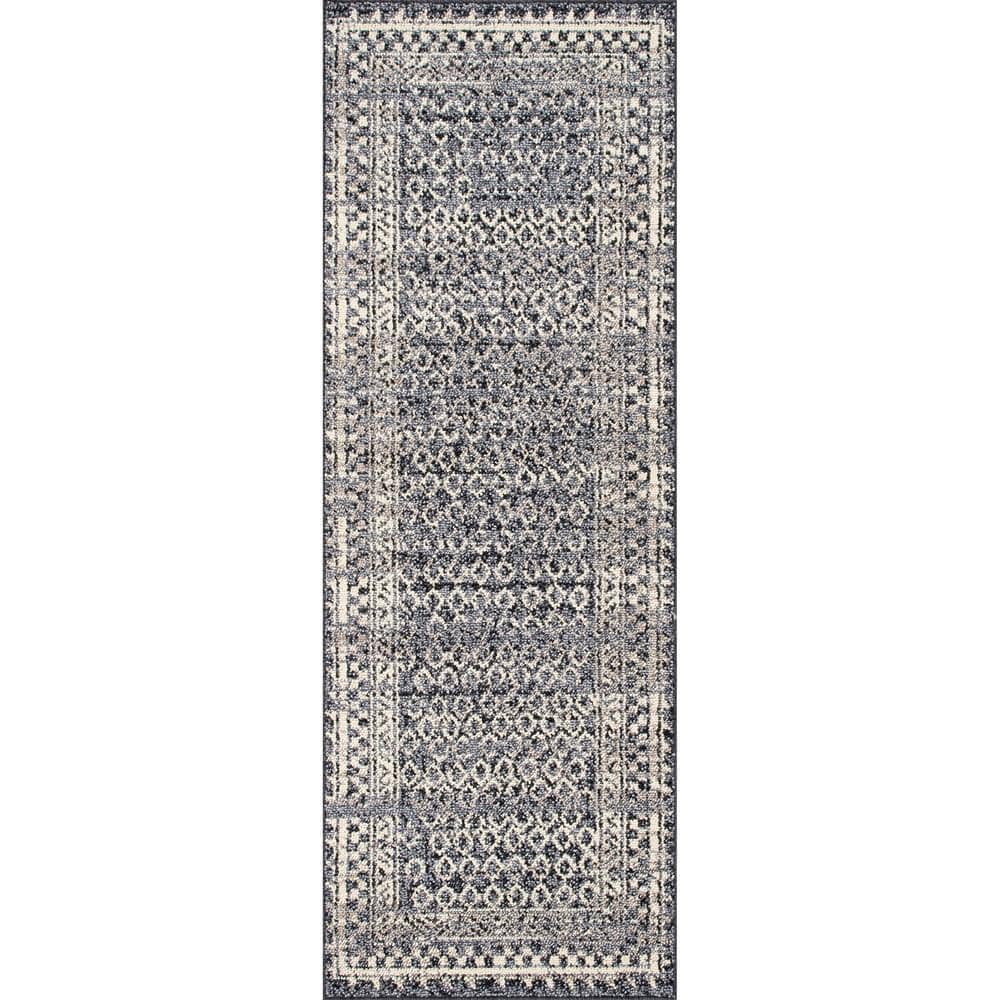 nuLOOM Elodie Checkered Diamonds Gray 2 ft. 6 in. x 10 ft. Indoor ...