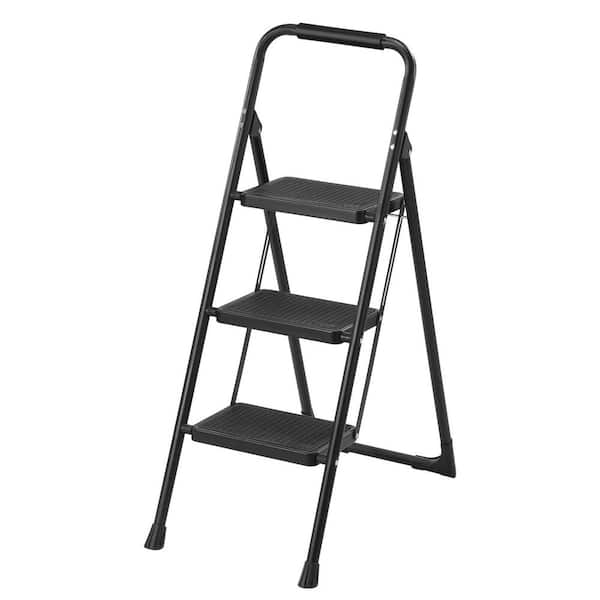 Tatayosi 3-Step Iron Folding Step Stool Ladder 330 lbs. Load Capacity ...
