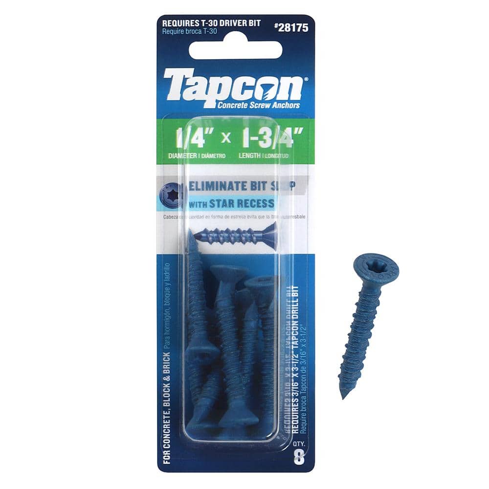 Reviews for Tapcon 1/4 in. x 1-3/4 in. Star Flat-Head Concrete Anchors (8-Piece) | Pg 1 - The ...