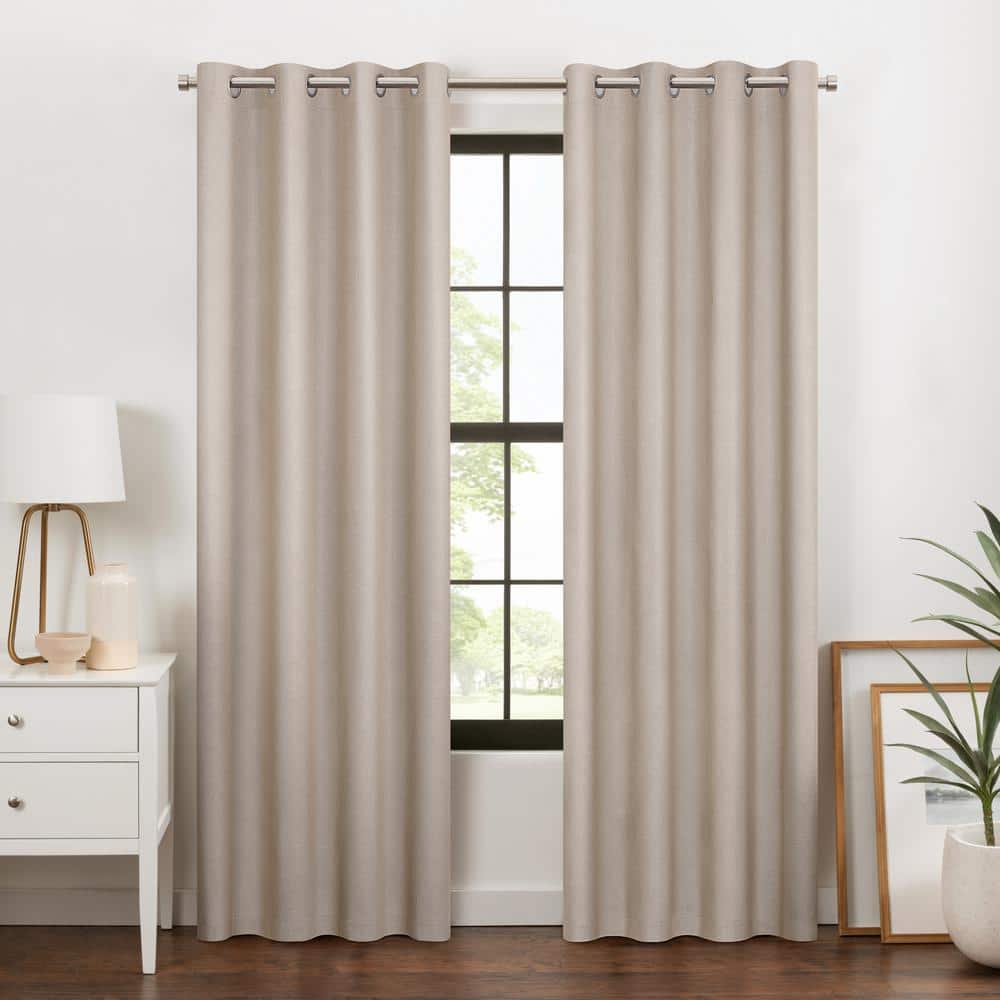 Eclipse Larissa Sandstone Polyester Solid 50 in. W x 63 in. L Grommet ...