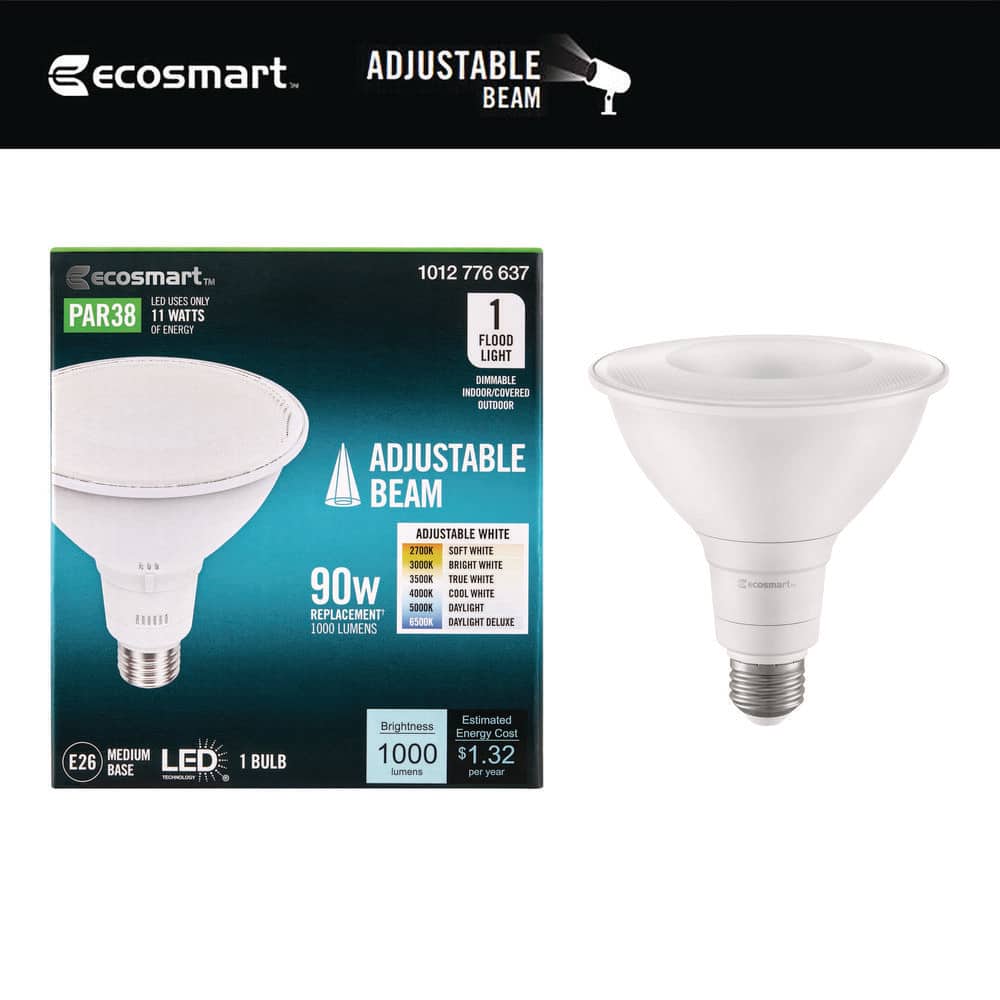 EcoSmart 90-Watt Equivalent PAR38 Dimmable Adjustable Beam Angle LED ...