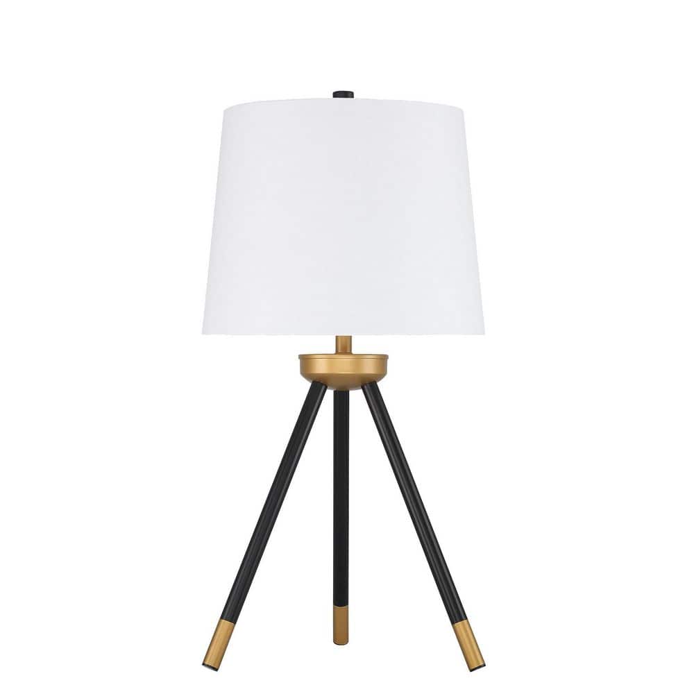 CRAFTMADE 25.63 in. Black/Gold Finish Dimmable Tri-Pod Table Lamp Set w ...