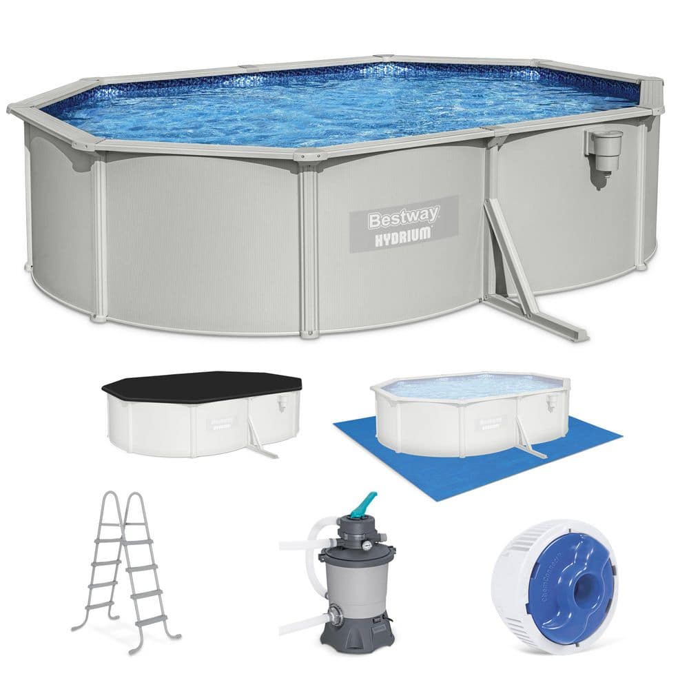 Bestway Hydrium 16 ft. 5 in. x 12 ft. Oval 48 in.Deep Above Ground Pool ...