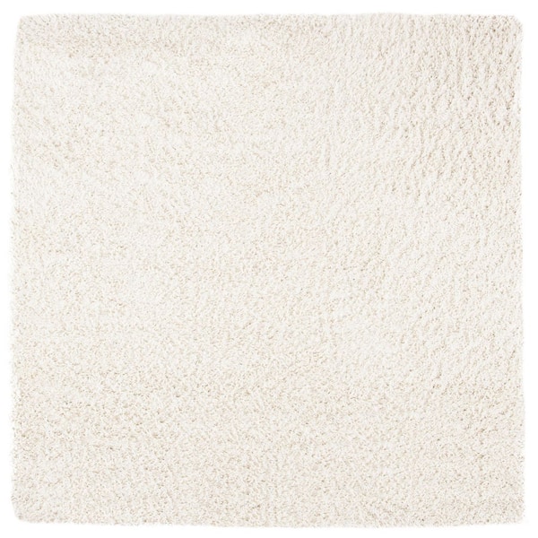 SAFAVIEH August Shag Ivory 4 ft. x 4 ft. Solid Square Area Rug AUG200C ...