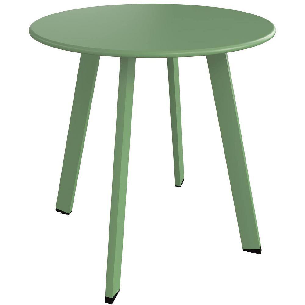 Sudzendf Green Round Outdoor Coffee Table, Weather Resistant Metal Side ...