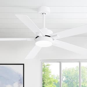 Flashwind 52 in. Indoor Matte Black Ceiling Fans with Adjustable White Integrated LED with 5 ...