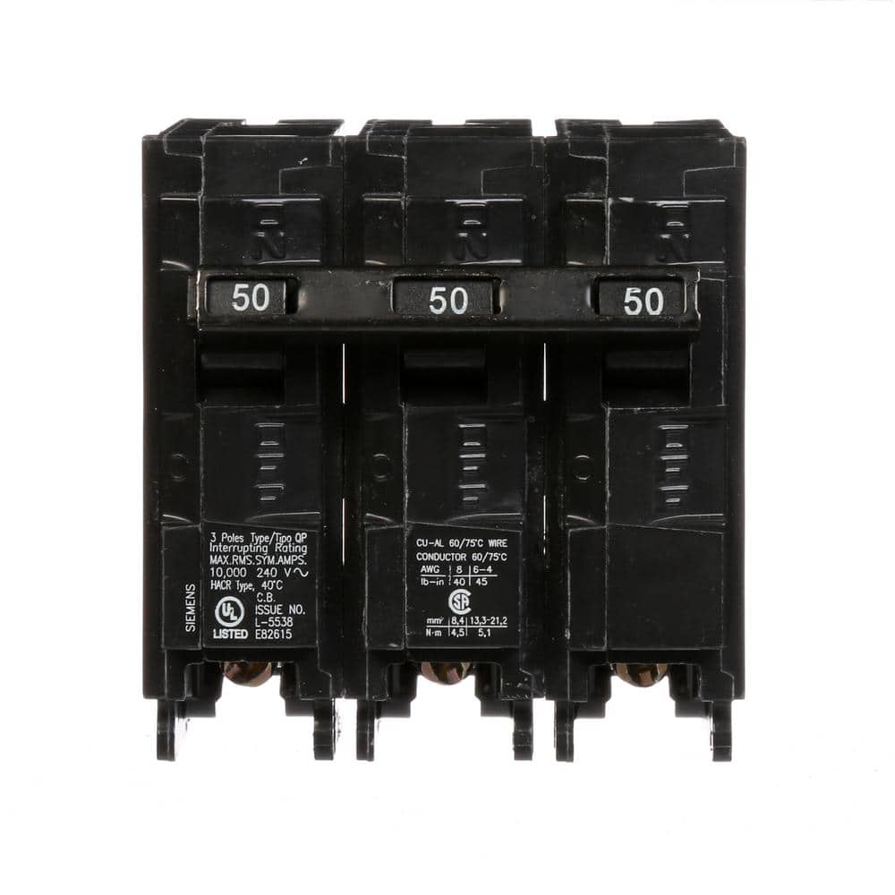 Siemens 50 Amp 3-Pole Type QP Circuit Breaker Q350 - The Home Depot
