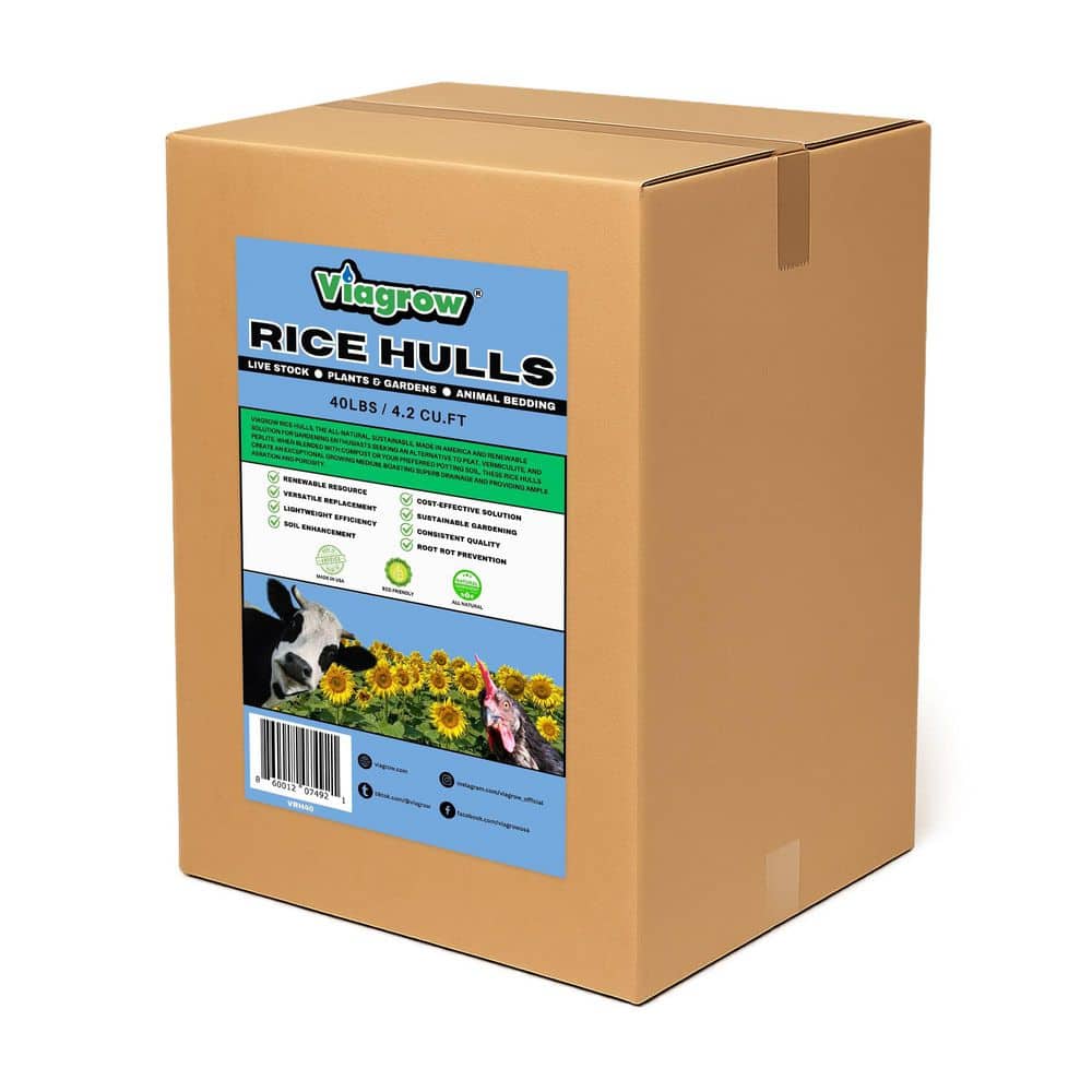 Viagrow 40 lbs. / 4.2 cu. ft. Organic Rice Hulls, Soil Amendment (1 ...