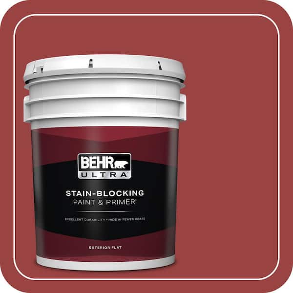 BEHR ULTRA 5 gal. #MQ1-10 Red My Mind Flat Exterior Paint & Primer ...