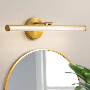 KAISITE 30 in. 1-Light Gold LED Vanity Light Bar 24-Watt Rotatable ...