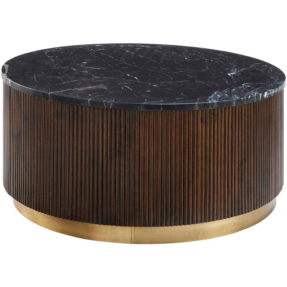 Livabliss Clark 17 in. Brown/Black Rectangle Wood Coffee Table ...