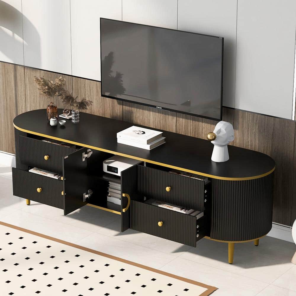Harper & Bright Designs Black TV Stand Fits TVs up to 80 in. with ...