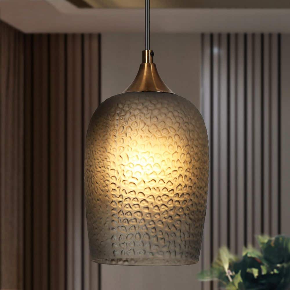 LNC Apphia 1-Light Plating Brass Mini Pendant Light with Textured and ...