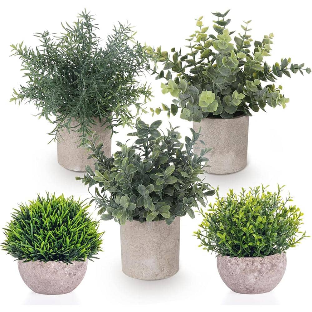 13.1 in. Mini Potted Artificial Plants Fake Small Eucalyptus Greenery ...