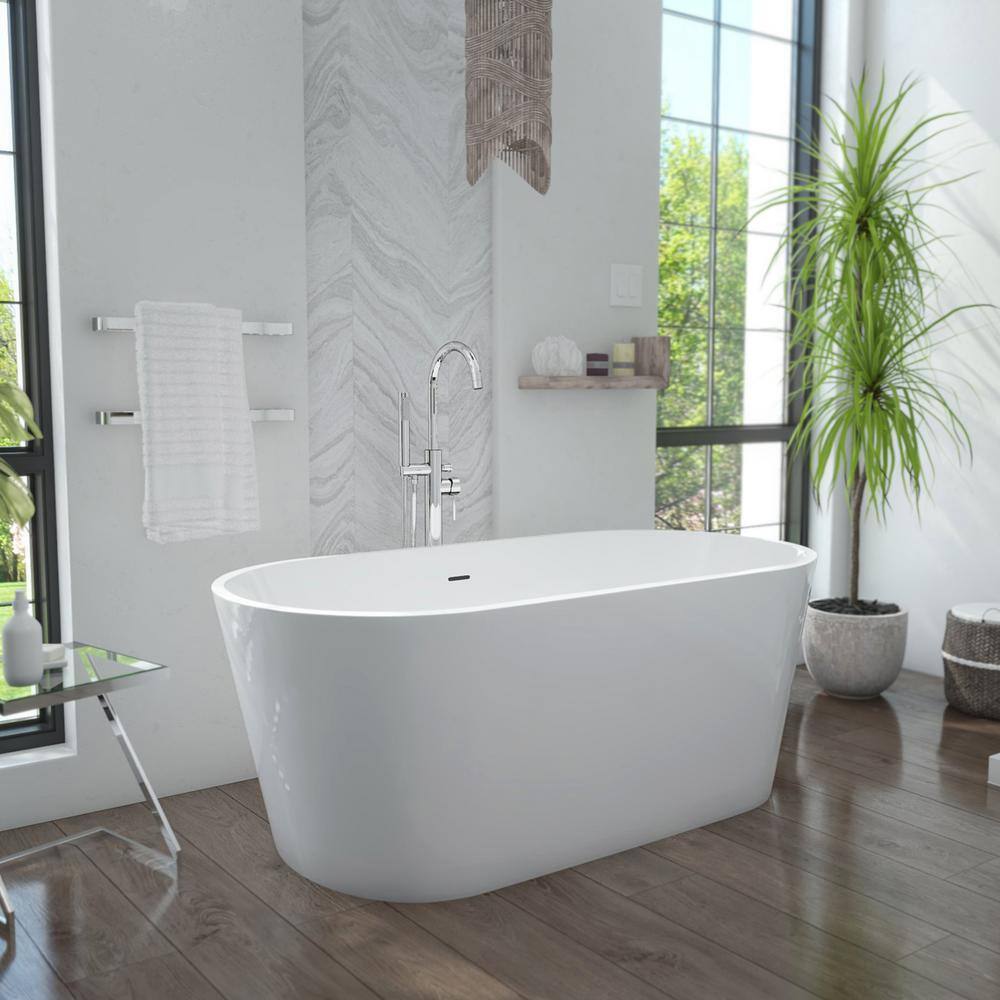 DreamLine Enigma 47 in. x 27 in. Freestanding Acrylic Soaking Bathtub ...