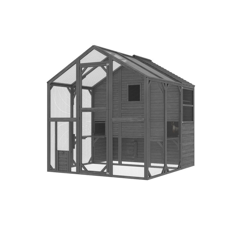 FUFU&GAGA Large Catio Outdoor Cat Enclosures Wooden Cat House with ...