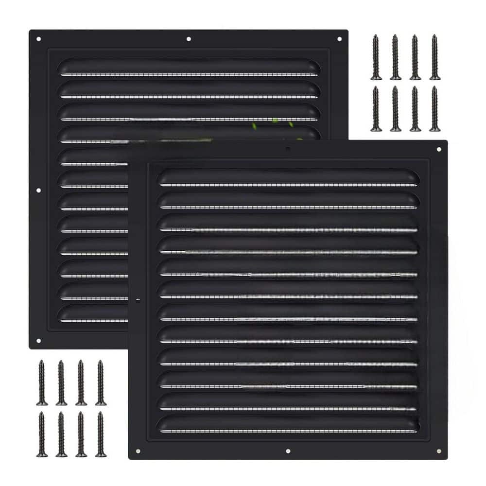 KIWDZFU 12 x 12 Square Black Aluminum Mesh Gable Wall Vent with Screen ...
