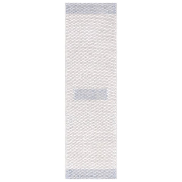 SAFAVIEH Natura 2 ft. x 8 ft. Ivory/Light Blue Geometric Border Runner ...