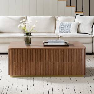 Harper & Bright Designs 47.2 in. Walnut Rectangle MDF Sliding Top ...