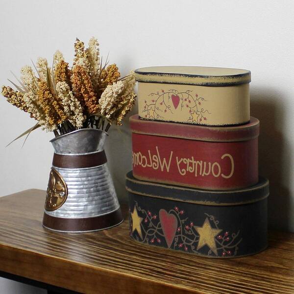 Multi-Colored 9.8 in. x 4 in. Cardboard Decorative Boxes ((set of 3 ...