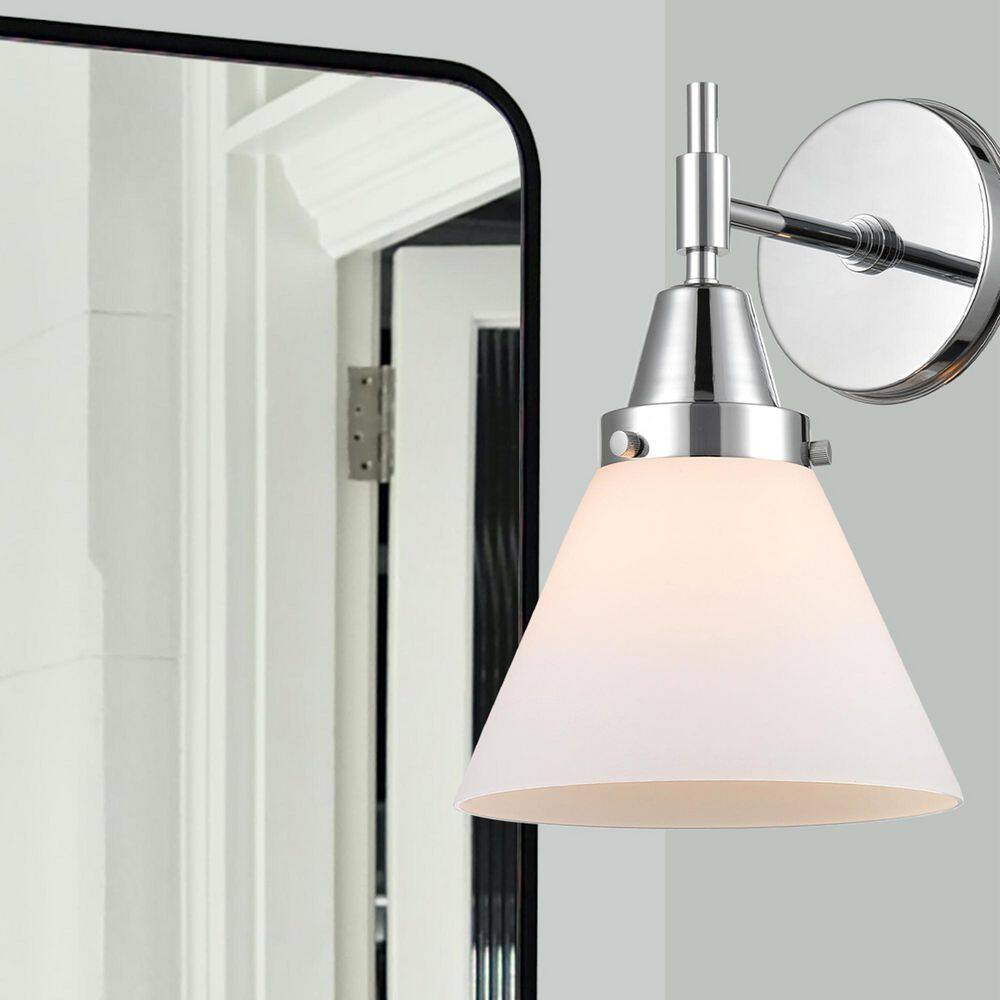 Innovations Cone 1-Light Polished Chrome Wall Sconce with White Glass ...