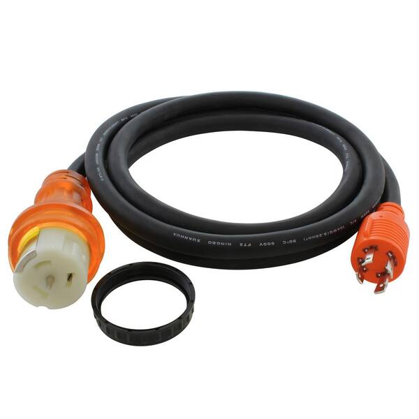 AC WORKS 10 ft. L14-30P 30 Amp 4-Prong Locking Plug to CS6364 50 Amp ...