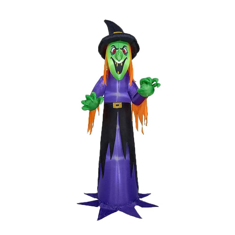 SYNCFUN 12 ft. Multicolor Halloween Inflatable Witch Made of Polyester ...