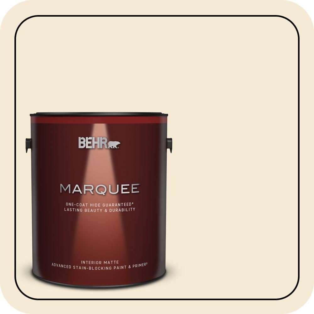 BEHR MARQUEE 1 gal. #ICC-10 Vanilla Cream Matte Interior Paint with ...