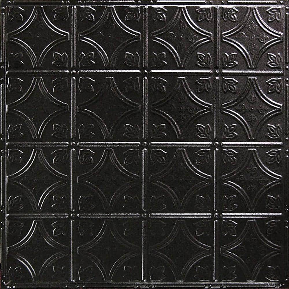 AMERICAN TIN CEILINGS Pattern #3 in Textured Black Satin 2 ft. x 2 ft ...