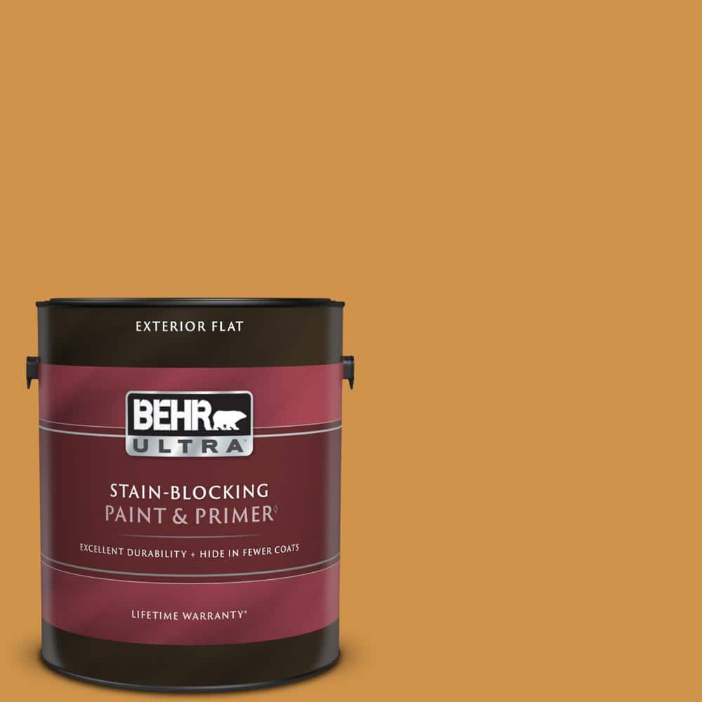 BEHR ULTRA 1 gal. #M260-6 Sweet Mustard Flat Exterior Paint & Primer ...