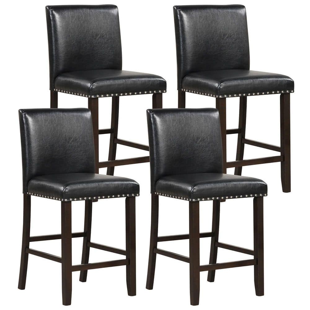 Gymax Set of 4-Bar Stools 25 in. Counter Height Barstool Pub Chair ...